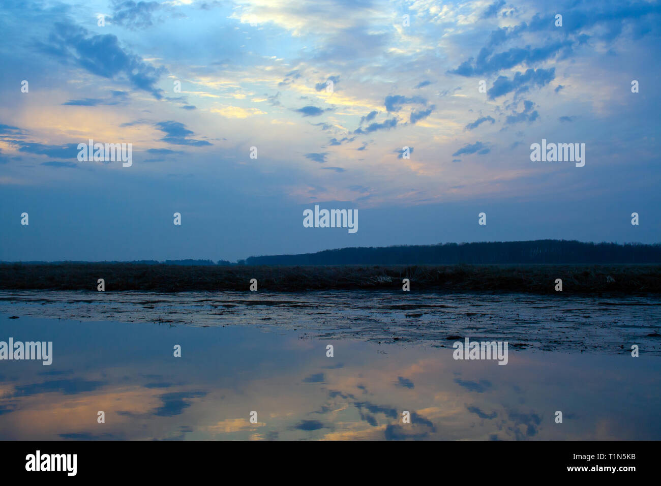 Sunrise near river with colorful sky and clouds in the morning Stock ...
