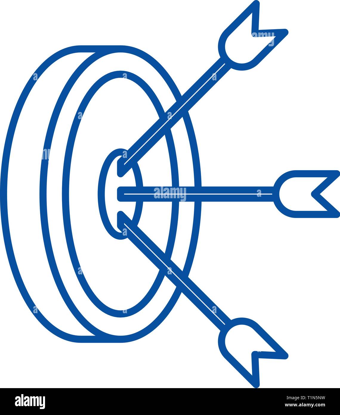 Hit the mark line icon concept. Hit the mark flat vector symbol, sign ...