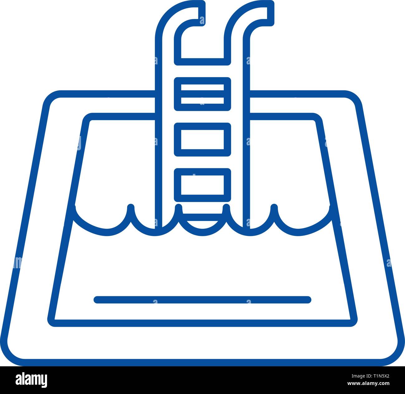 Home pool line icon concept. Home pool flat vector symbol, sign ...