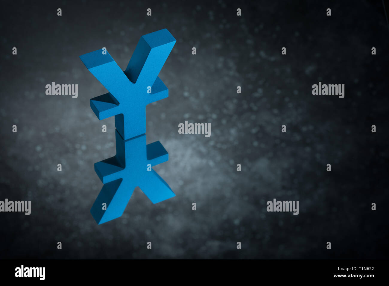Blue Japanese of Chinese Currency Symbol Yen or Yuan With Mirror ...