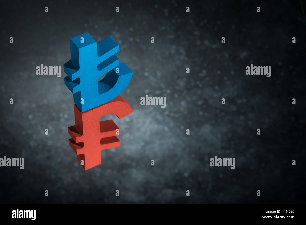 Red and Blue Turkish Currency Symbol or Sign Lira With Mirror ...