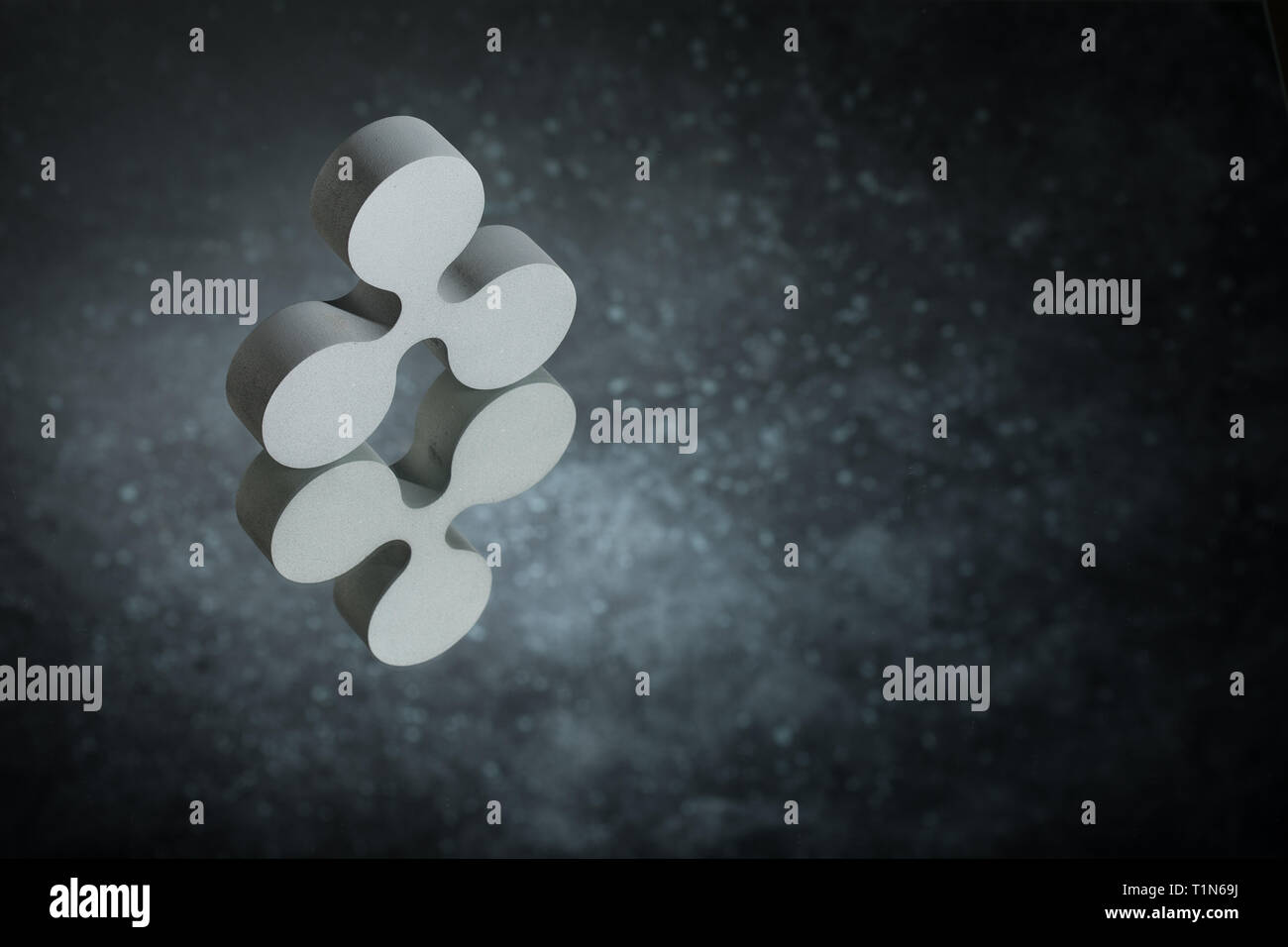 Ripple Currency Symbol or Sign With Mirror Reflection on Dark Dusty ...