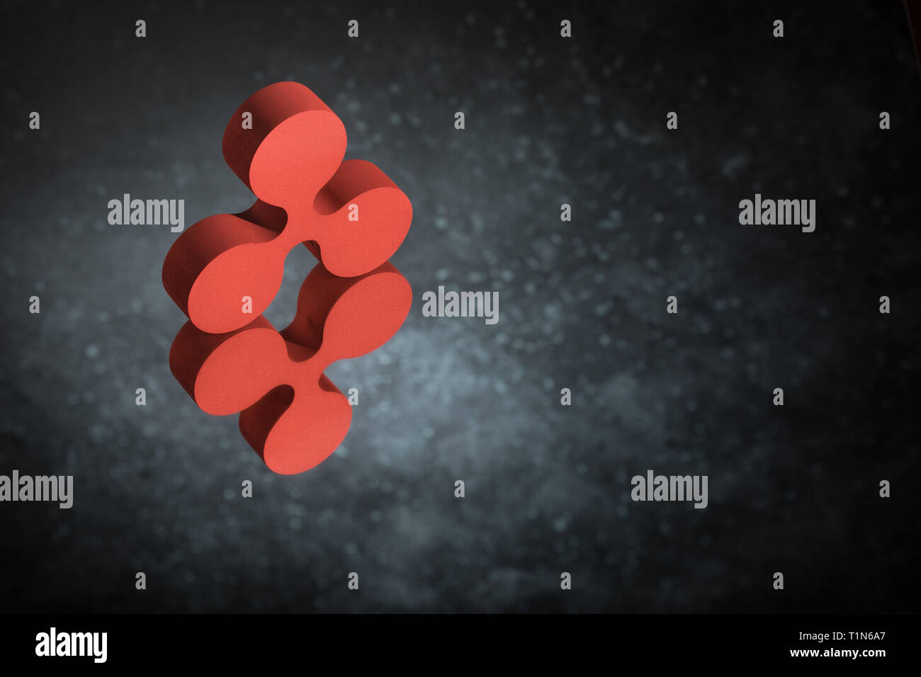 Red Ripple Currency Symbol or Sign With Mirror Reflection on Dark Dusty ...