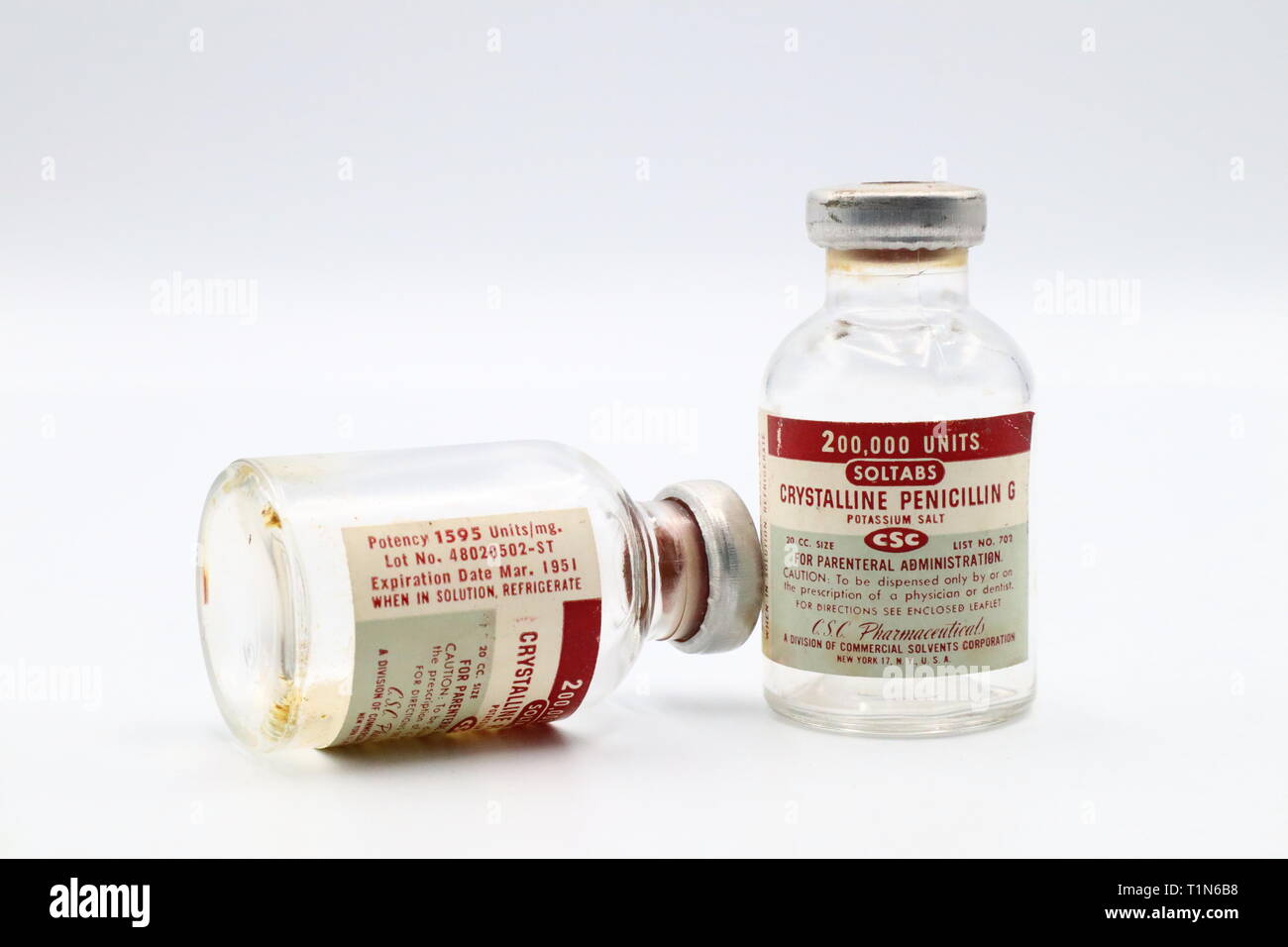 Vintage 1951 Vial of PENICILLIN G Produced by CSC Pharmaceuticals ...