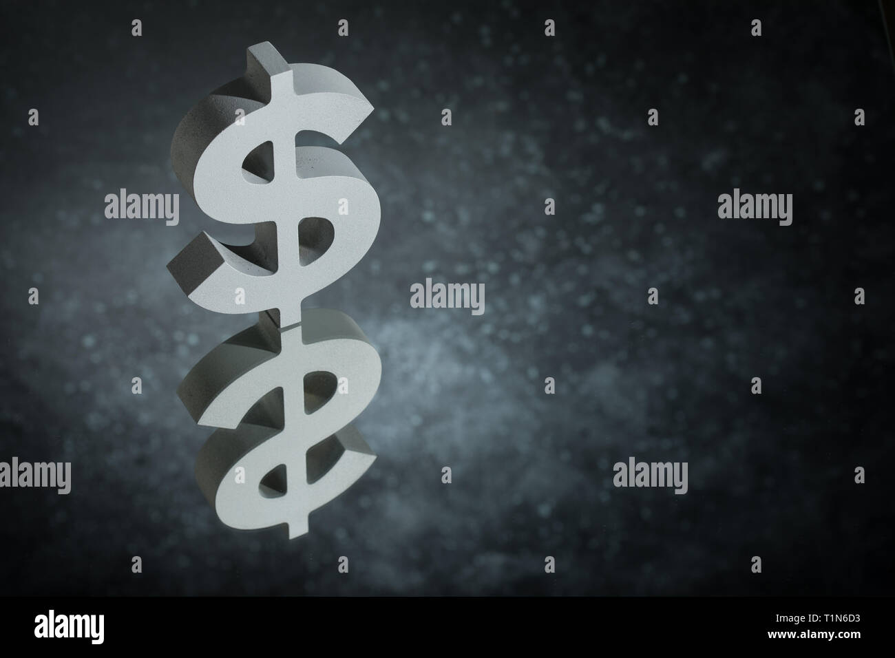 American Currency Symbol or Sign Dollar With Mirror Reflection on Dark ...