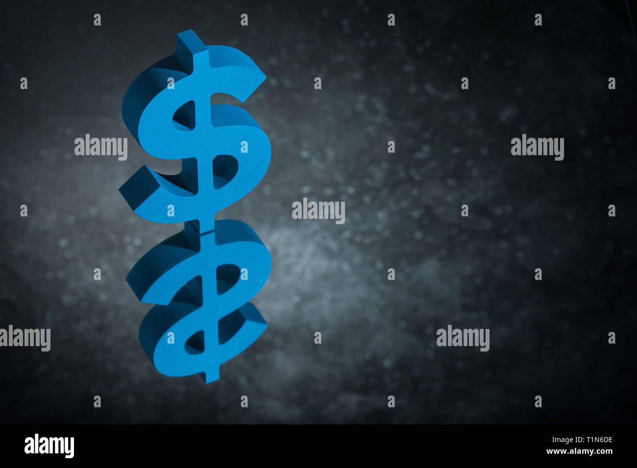 Blue American Currency Symbol or Sign Dollar With Mirror Reflection on ...