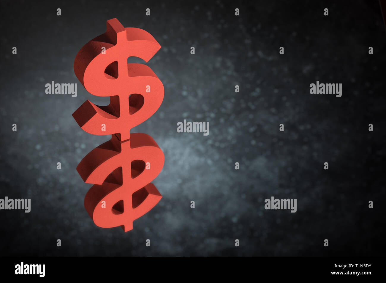 Red American Currency Symbol or Sign Dollar With Mirror Reflection on ...