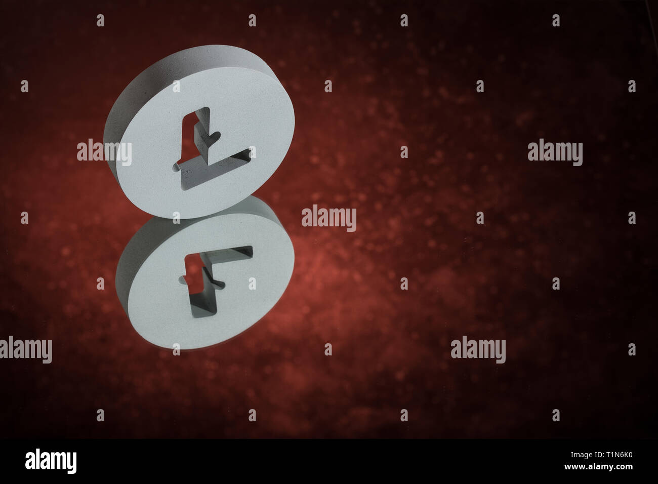 Litecoin Currency Symbol or Sign With Mirror Reflection on Red Dusty ...