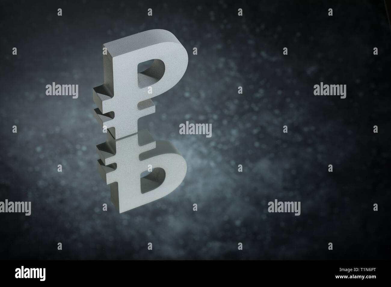 Russian Currency Symbol or Sign Ruble With Mirror Reflection on Dark ...