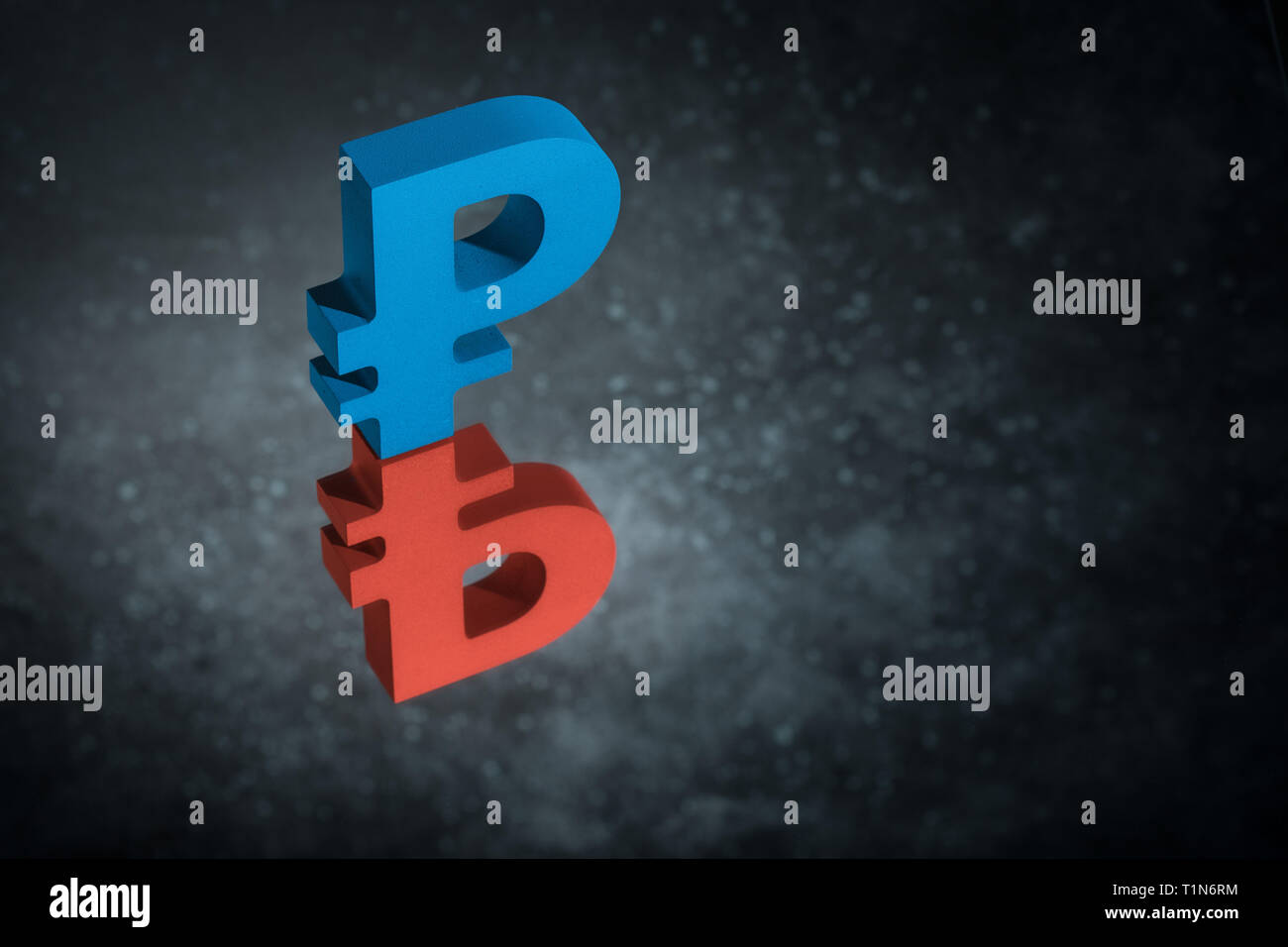 Red and Blue Russian Currency Symbol or Sign Ruble With Mirror ...