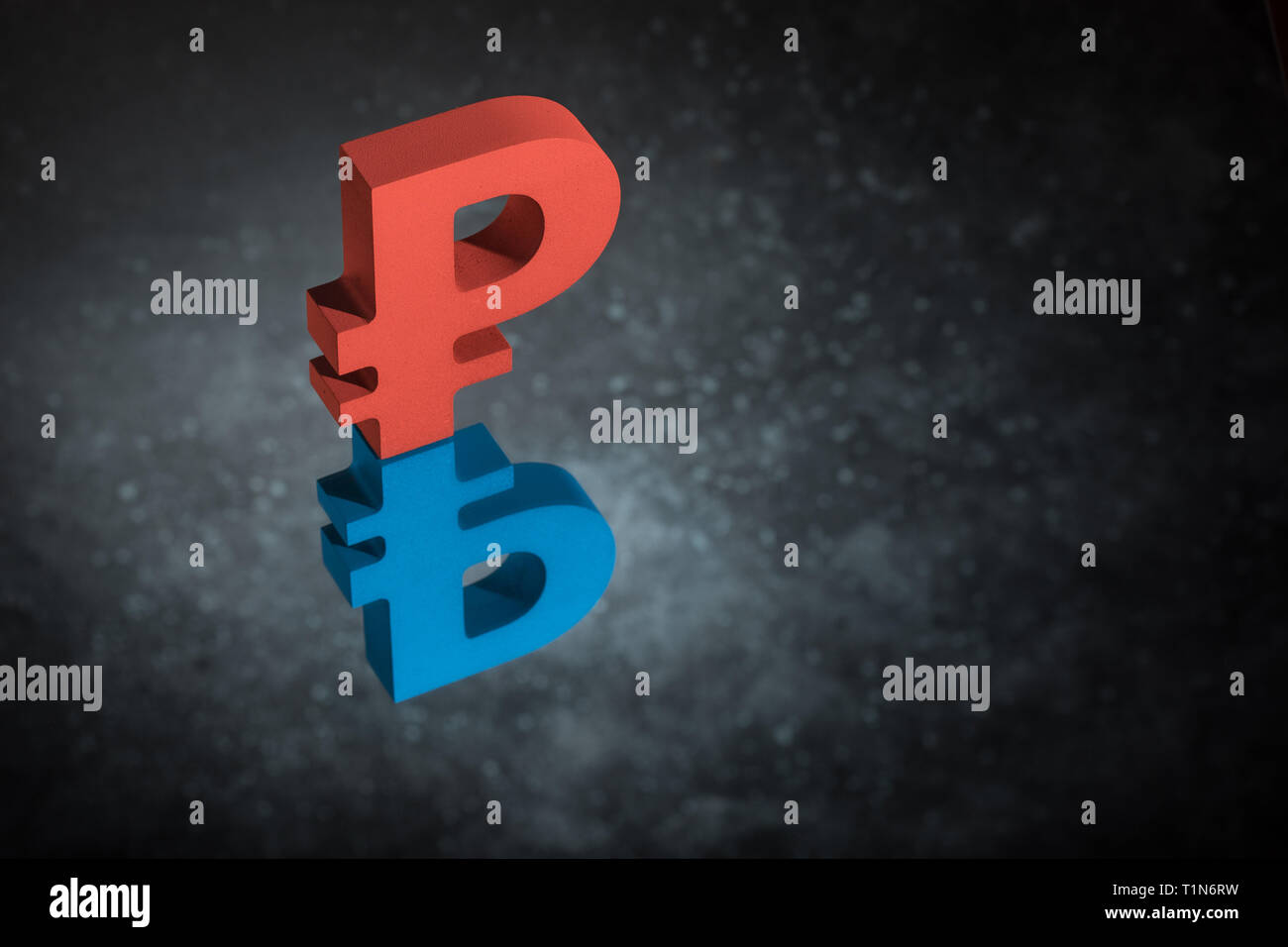 Red and Blue Russian Currency Symbol or Sign Ruble With Mirror ...