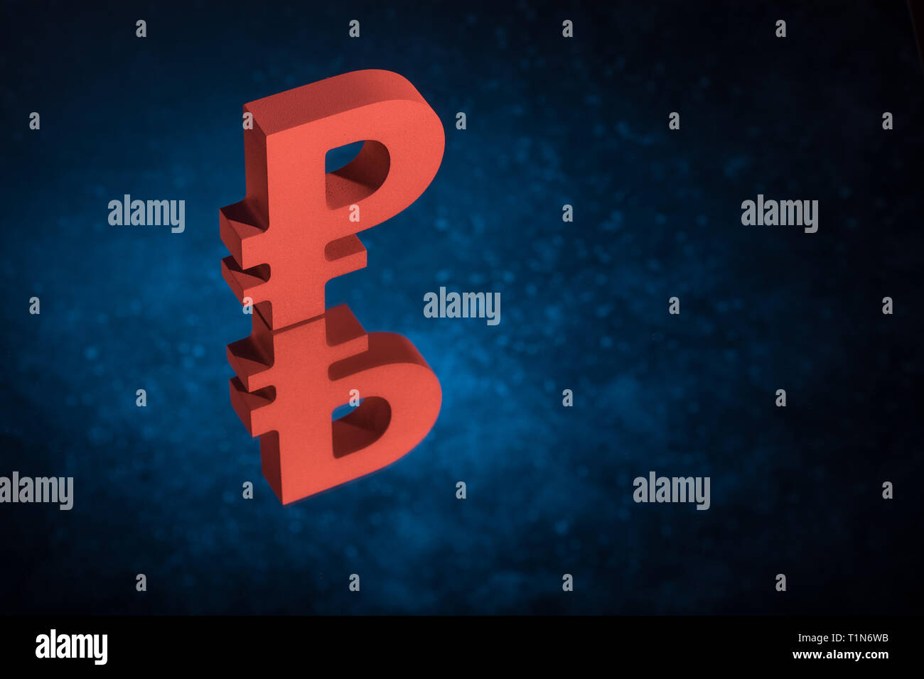 Red Russian Currency Symbol or Sign Ruble With Mirror Reflection on ...