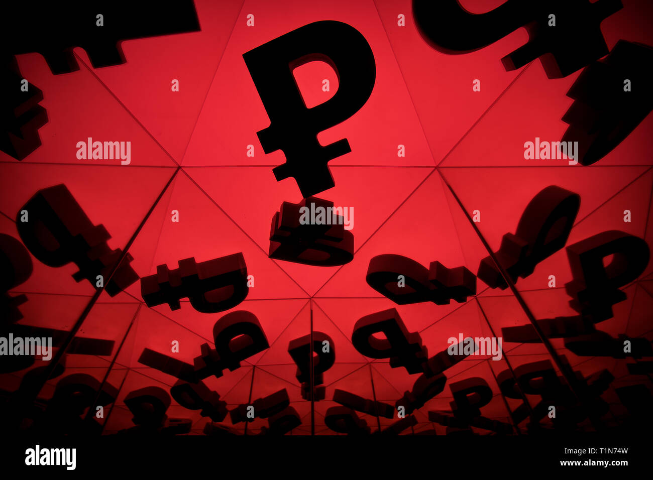 Russian Ruble Currency Symbol With Many Mirroring Images of Itself on ...