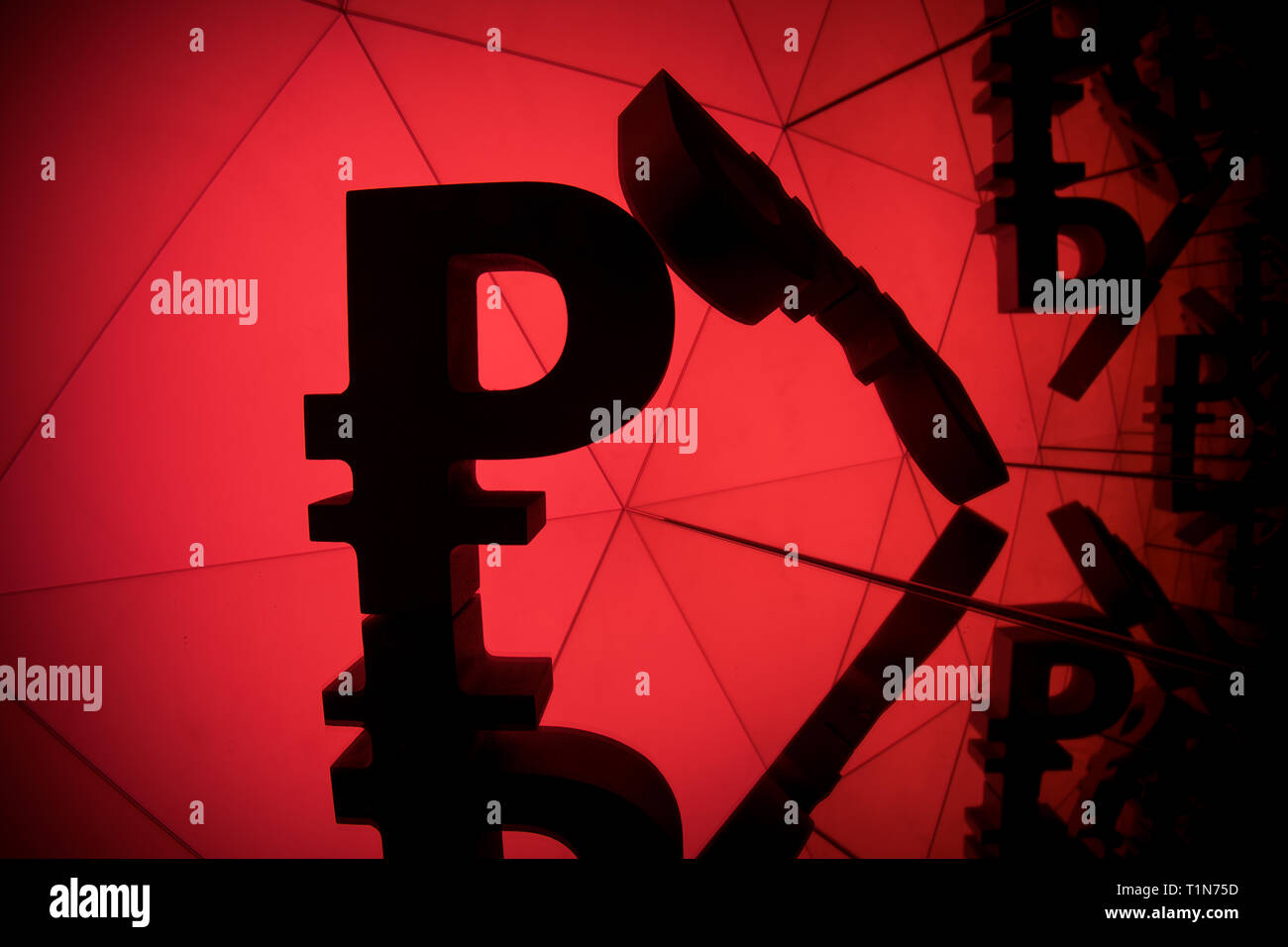 Russian Ruble Currency Symbol With Many Mirroring Images of Itself on ...