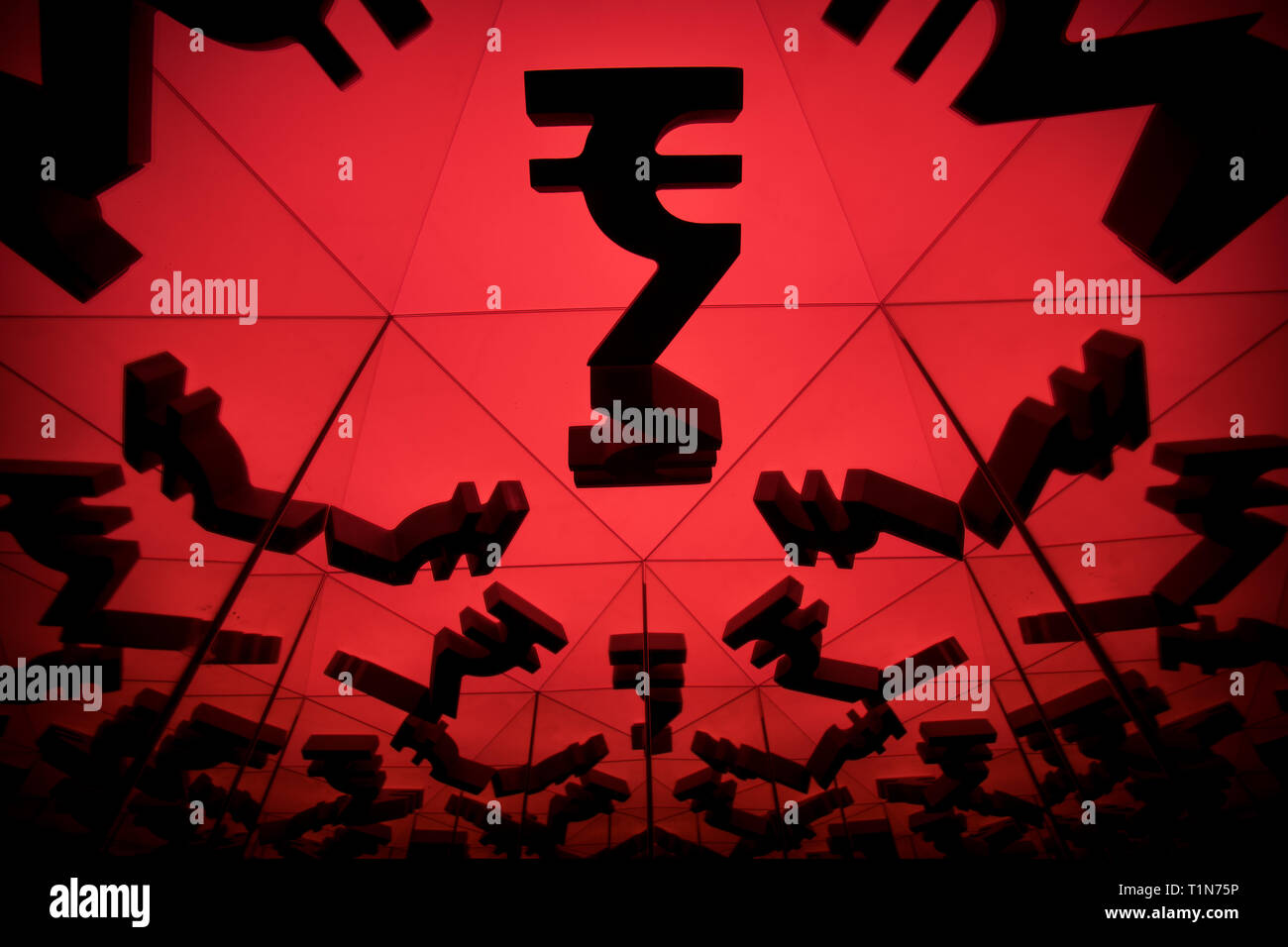 Indian Rupee Currency Symbol With Many Mirroring Images of Itself on ...