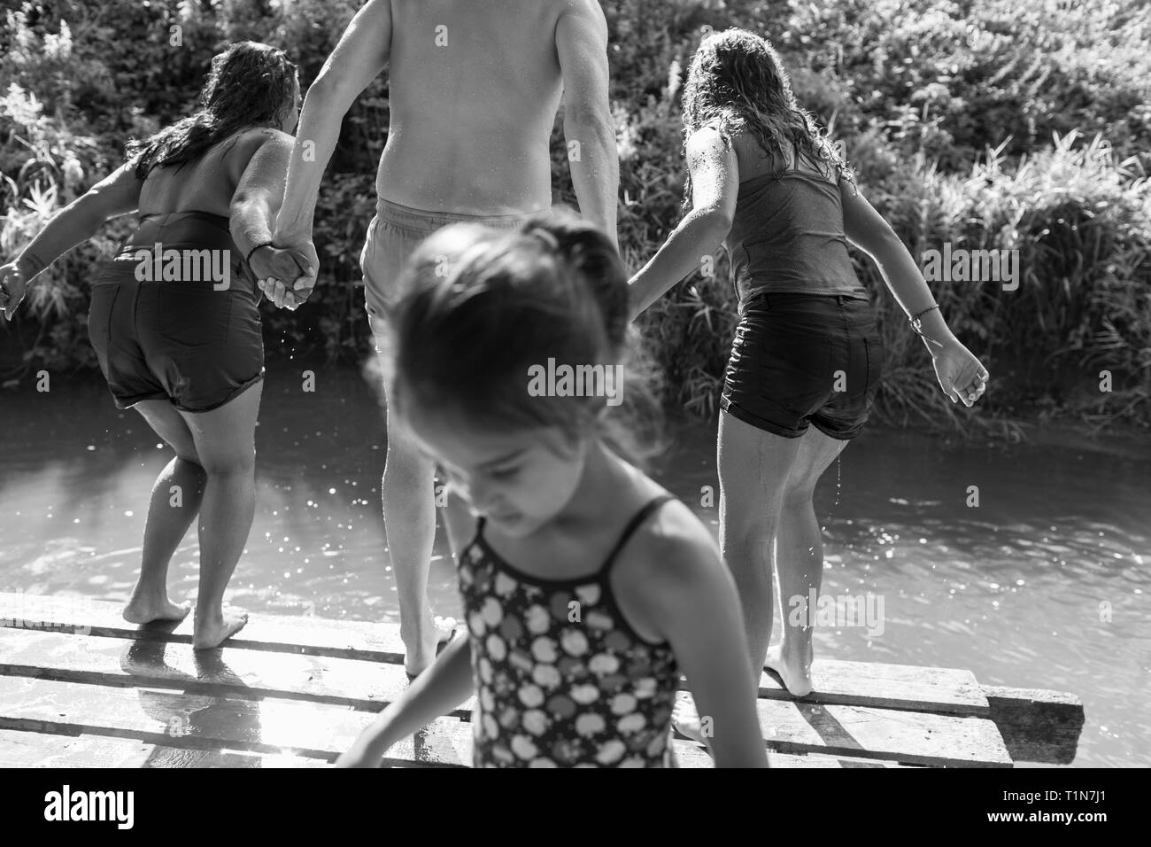 Tween girl group Black and White Stock Photos & Images - Alamy