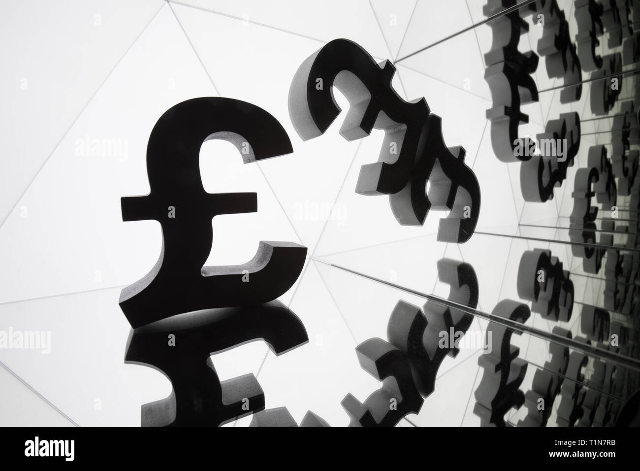 British Pound Sterling Currency Symbol With Many Mirroring Images of ...