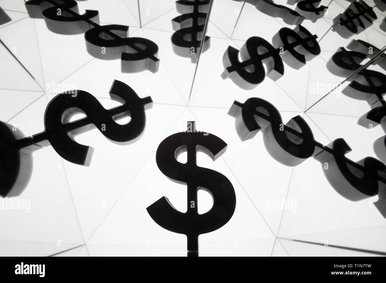 Dollar Currency Symbol With Many Mirroring Images of Itself on White ...