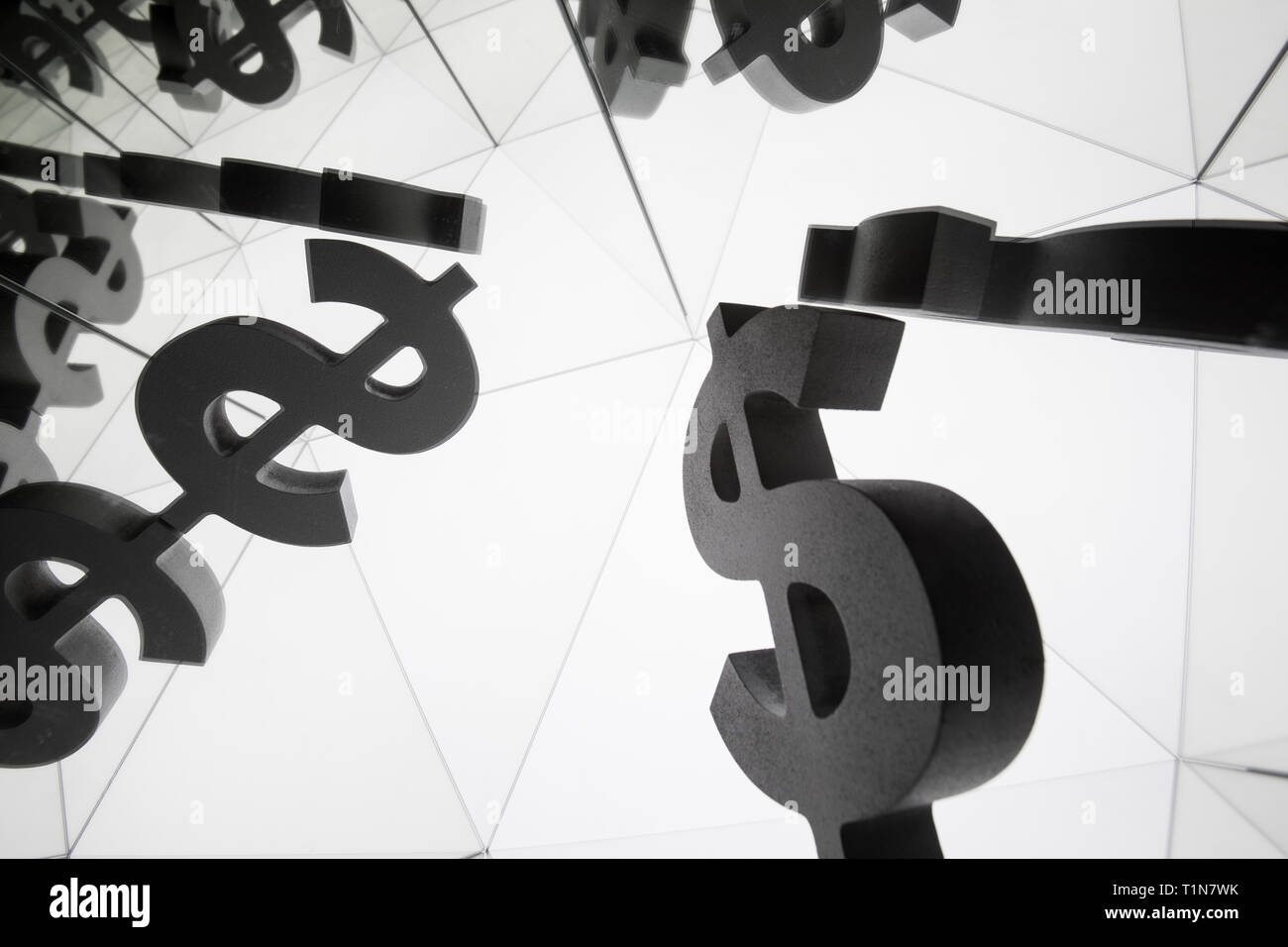 Dollar Currency Symbol With Many Mirroring Images of Itself on White ...