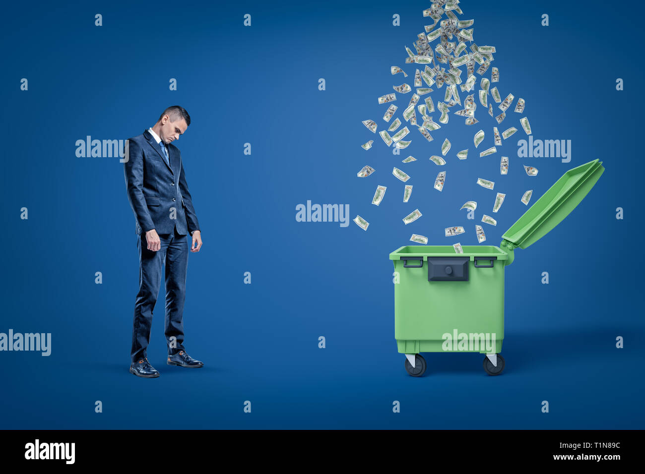Businessman falling garbage can hi-res stock photography and images - Alamy