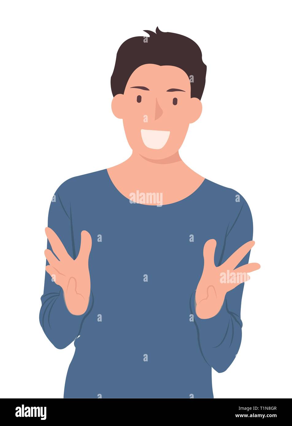 Cartoon people character design young man talking happily. Ideal for ...