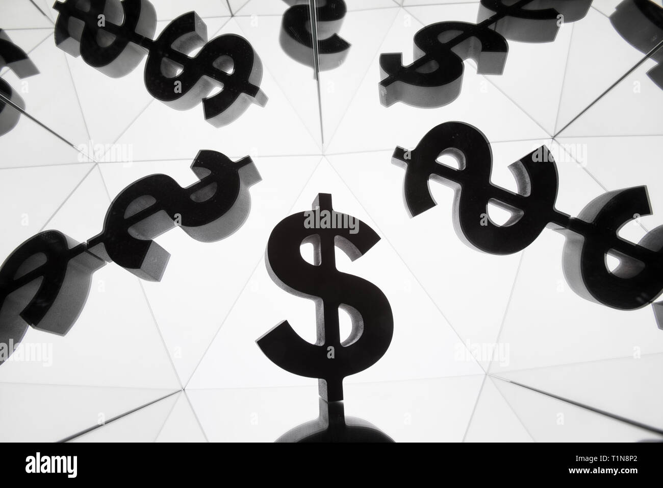 Dollar Currency Symbol With Many Mirroring Images of Itself on White ...