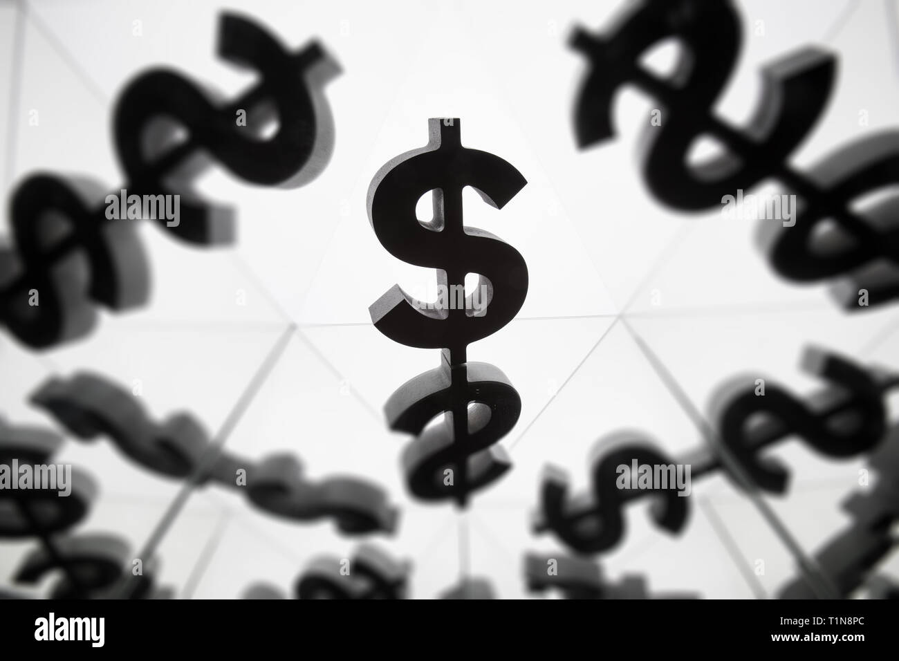 Dollar Currency Symbol With Many Mirroring Images of Itself on White ...