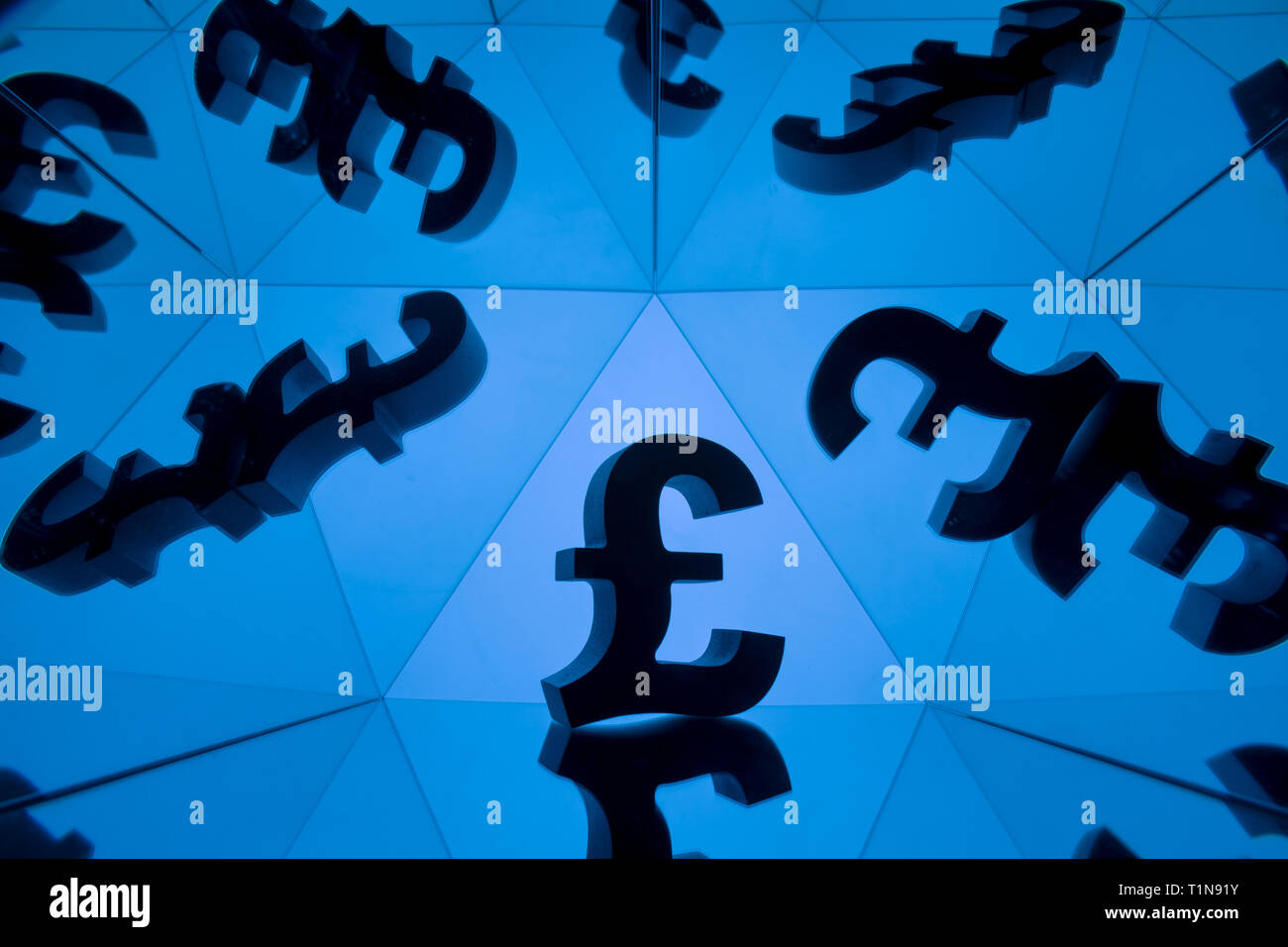 British Pound Sterling Currency Symbol With Many Mirroring Images of ...