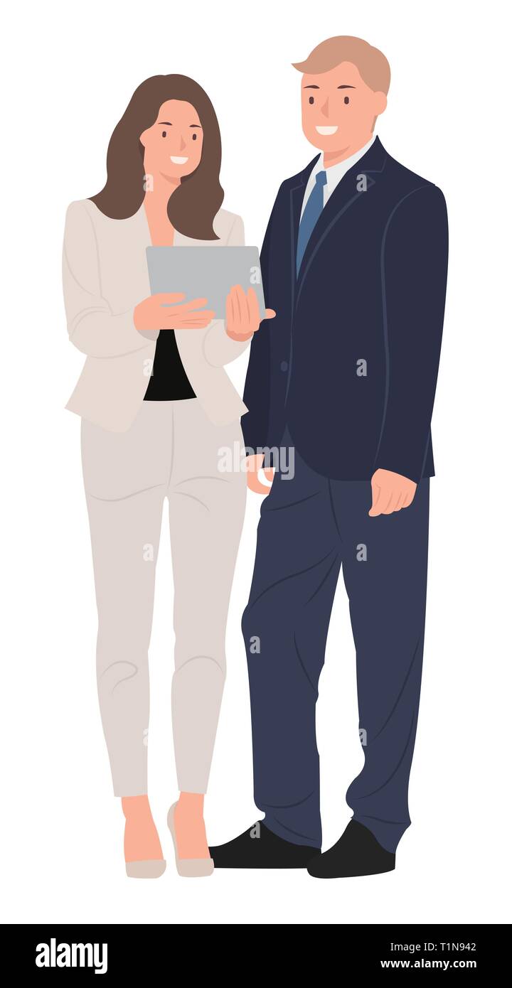 Businessman businesswoman talking happily Stock Vector Images - Alamy