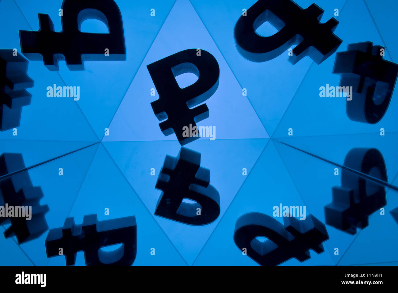 Russian Ruble Currency Symbol With Many Mirroring Images of Itself on ...