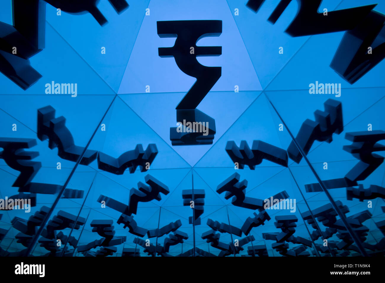 Indian Rupee Currency Symbol With Many Mirroring Images of Itself on ...