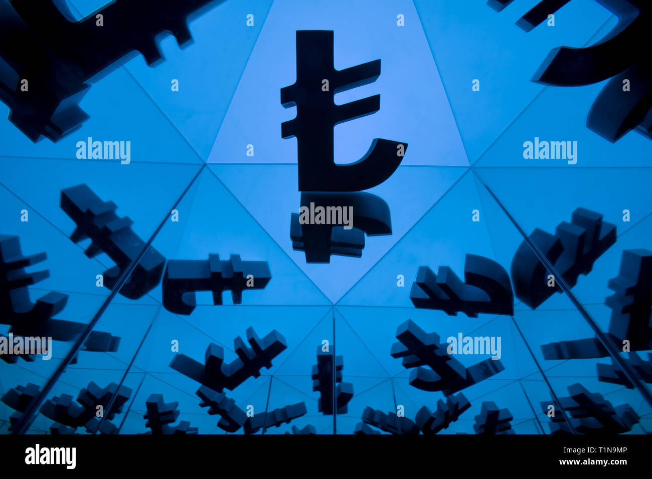 Turkish Lira Currency Symbol With Many Mirroring Images of Itself on ...