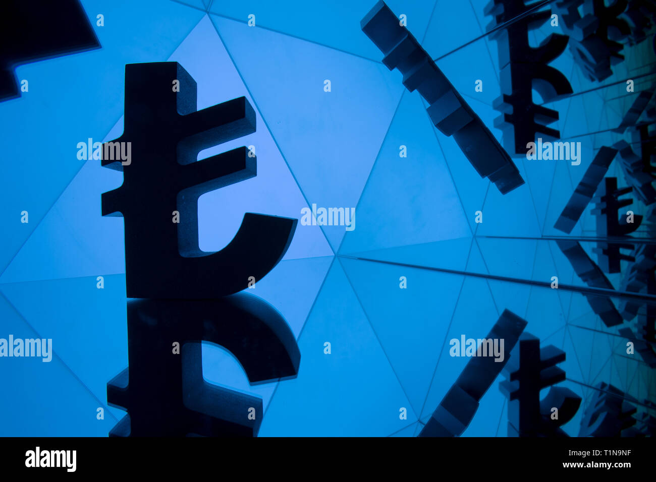 Turkish Lira Currency Symbol With Many Mirroring Images of Itself on ...