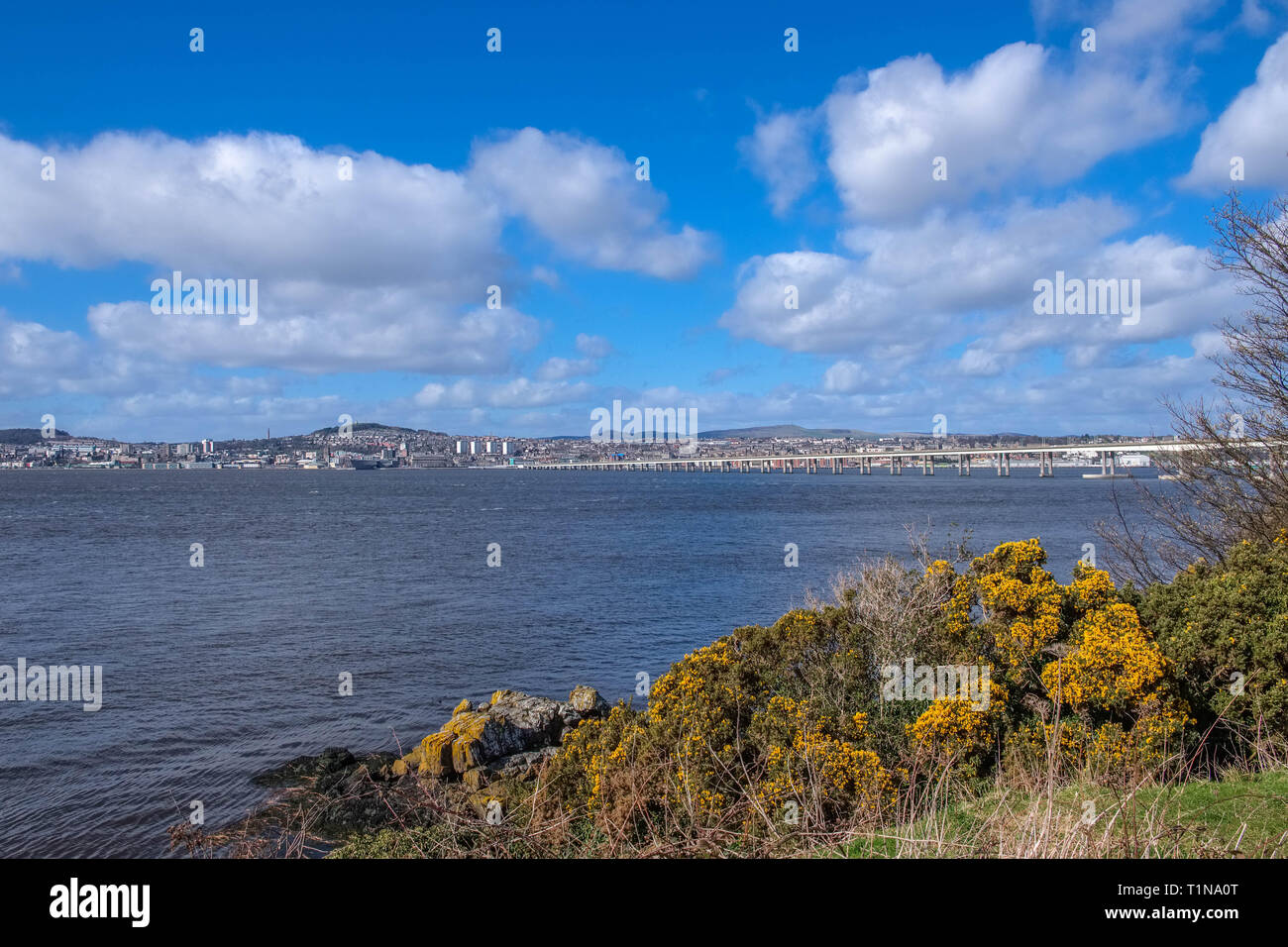 Tay Road Bridge Dundee on a bright clear day in March in Scotland Stock ...