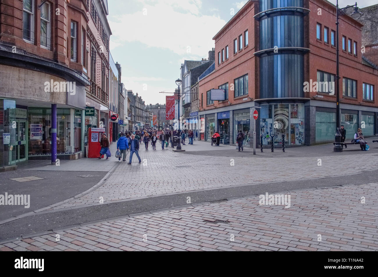 Dundee, Scotland, UK - March 23, 2019: People busy shopping in Cowgate ...