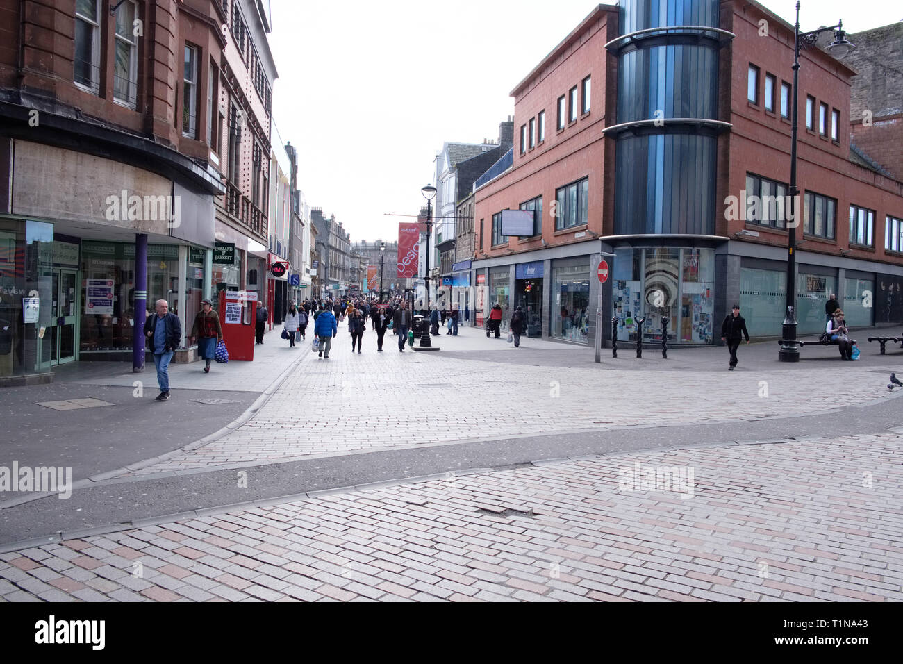 Dundee, Scotland, UK - March 23, 2019: People busy shopping in Cowgate ...
