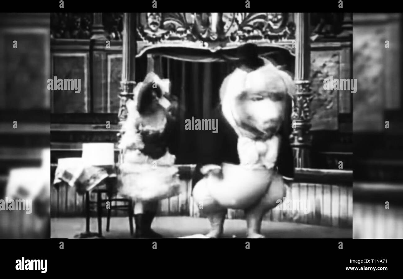 Strange old image of a giant dancing pig with sharp teeth Stock Photo ...