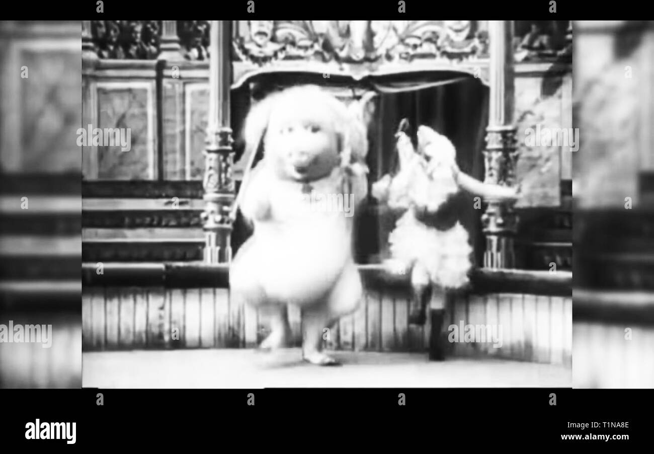 Strange old image of a giant dancing pig with sharp teeth Stock Photo ...