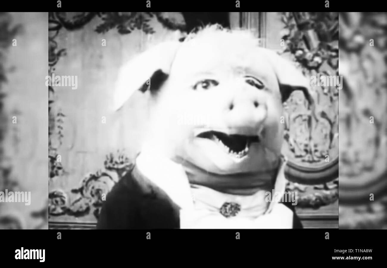 Strange old image of a giant dancing pig with sharp teeth Stock Photo ...