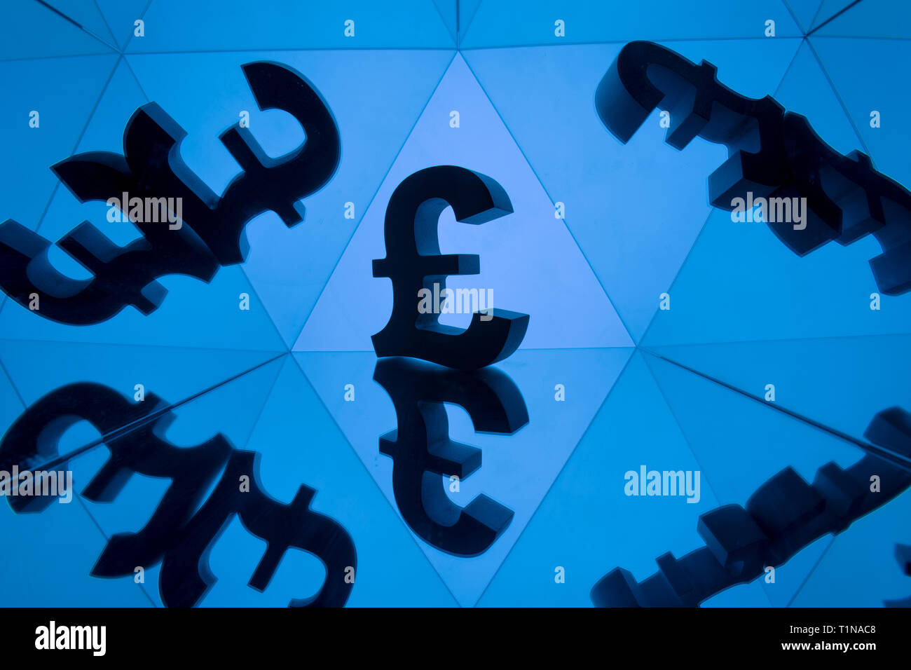 British Pound Sterling Currency Symbol With Many Mirroring Images of ...