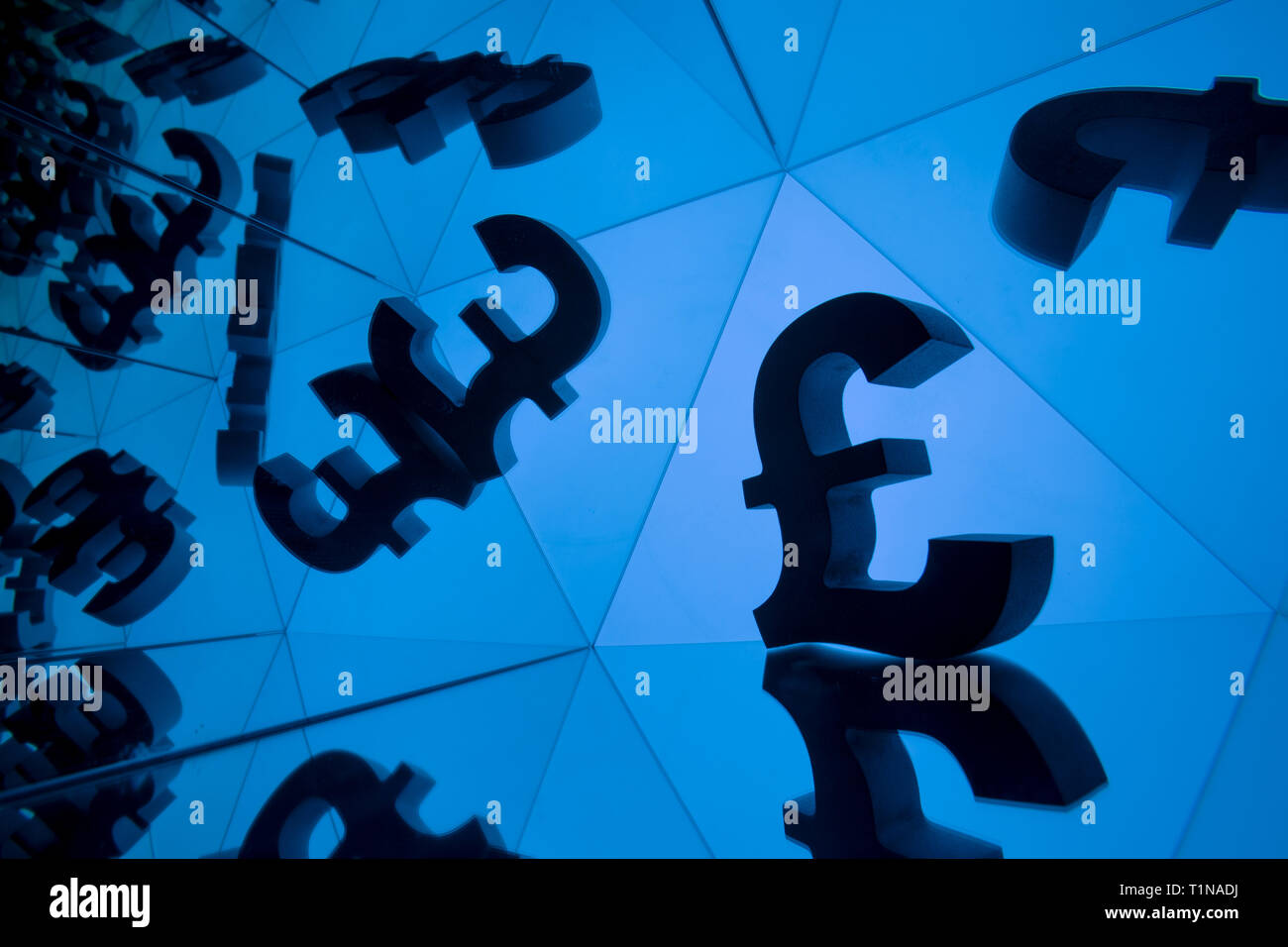 British Pound Sterling Currency Symbol With Many Mirroring Images of ...