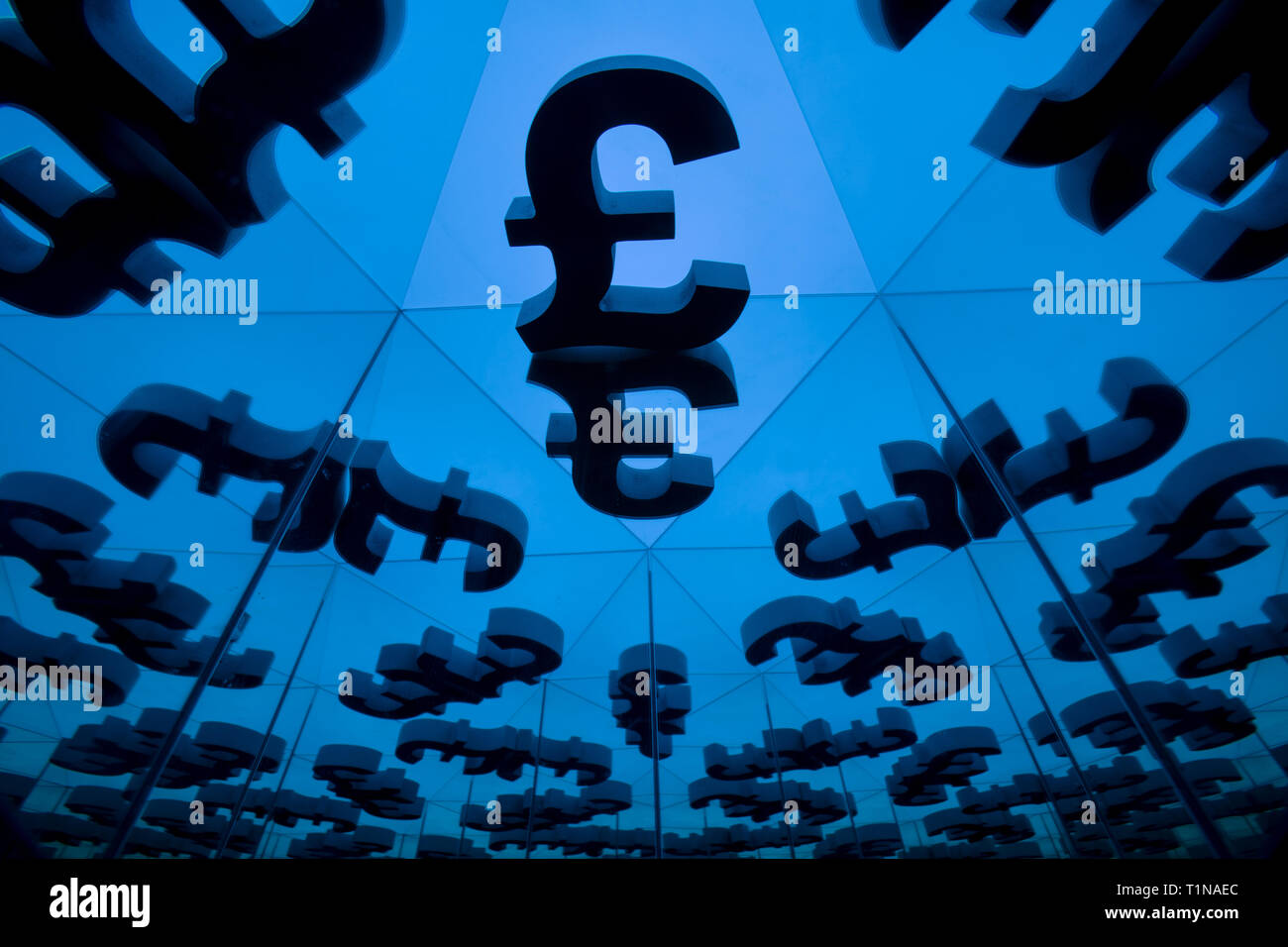 British Pound Sterling Currency Symbol With Many Mirroring Images of ...