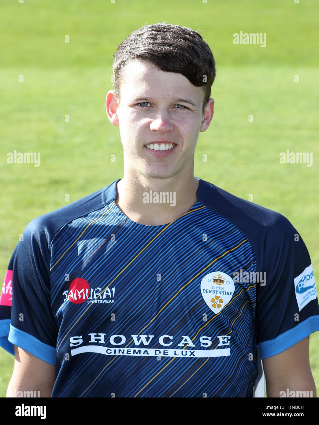Derbyshire County Cricket Club's Mattie McKiernan, during the media day ...