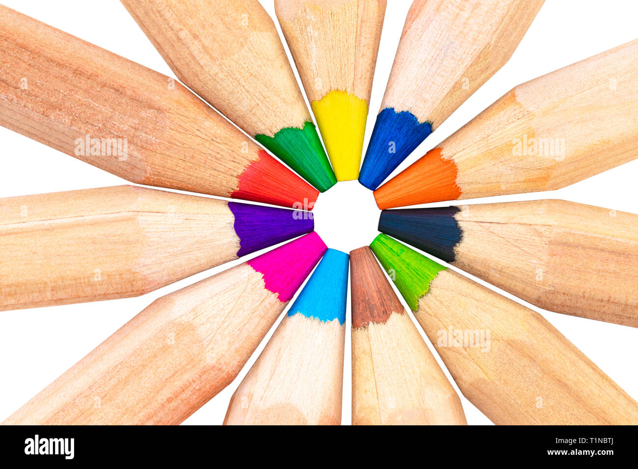 assorted color pencils, isolated on white background Stock Photo - Alamy