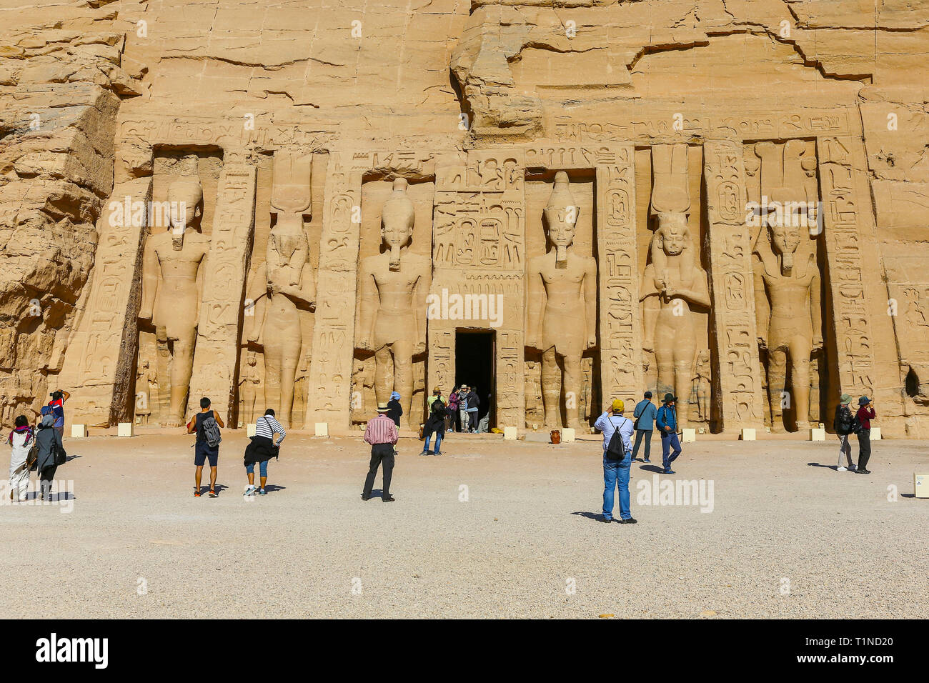 The temple of Hathor and Nefertari, also known as the Small Temple, at ...