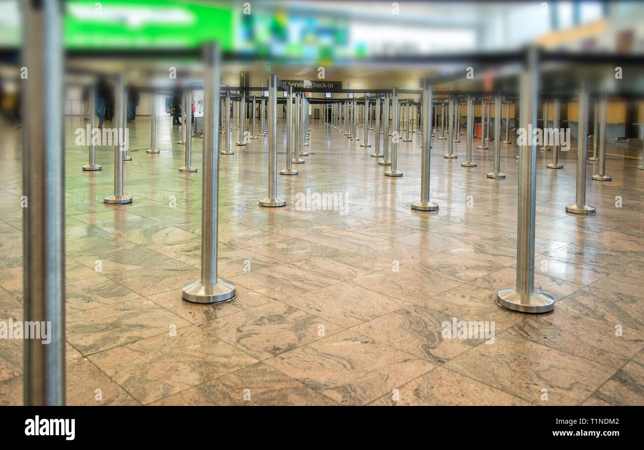 Waiting lines in the airport or banks and security post for passenger ...