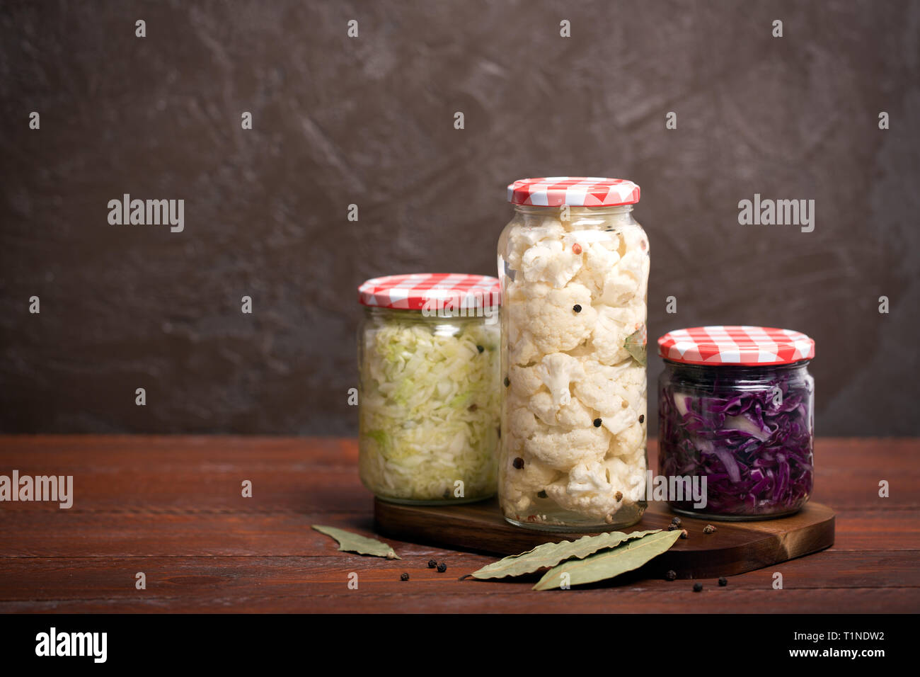 Sauerkraut is fermented cabbage. Typical fermented food in some ...