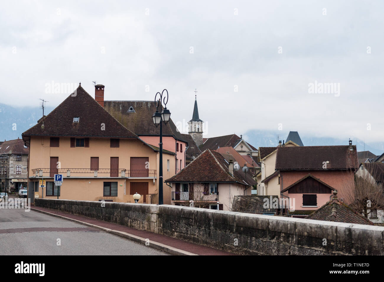 Winter in a small Town in the French Savoy Stock Photo - Alamy
