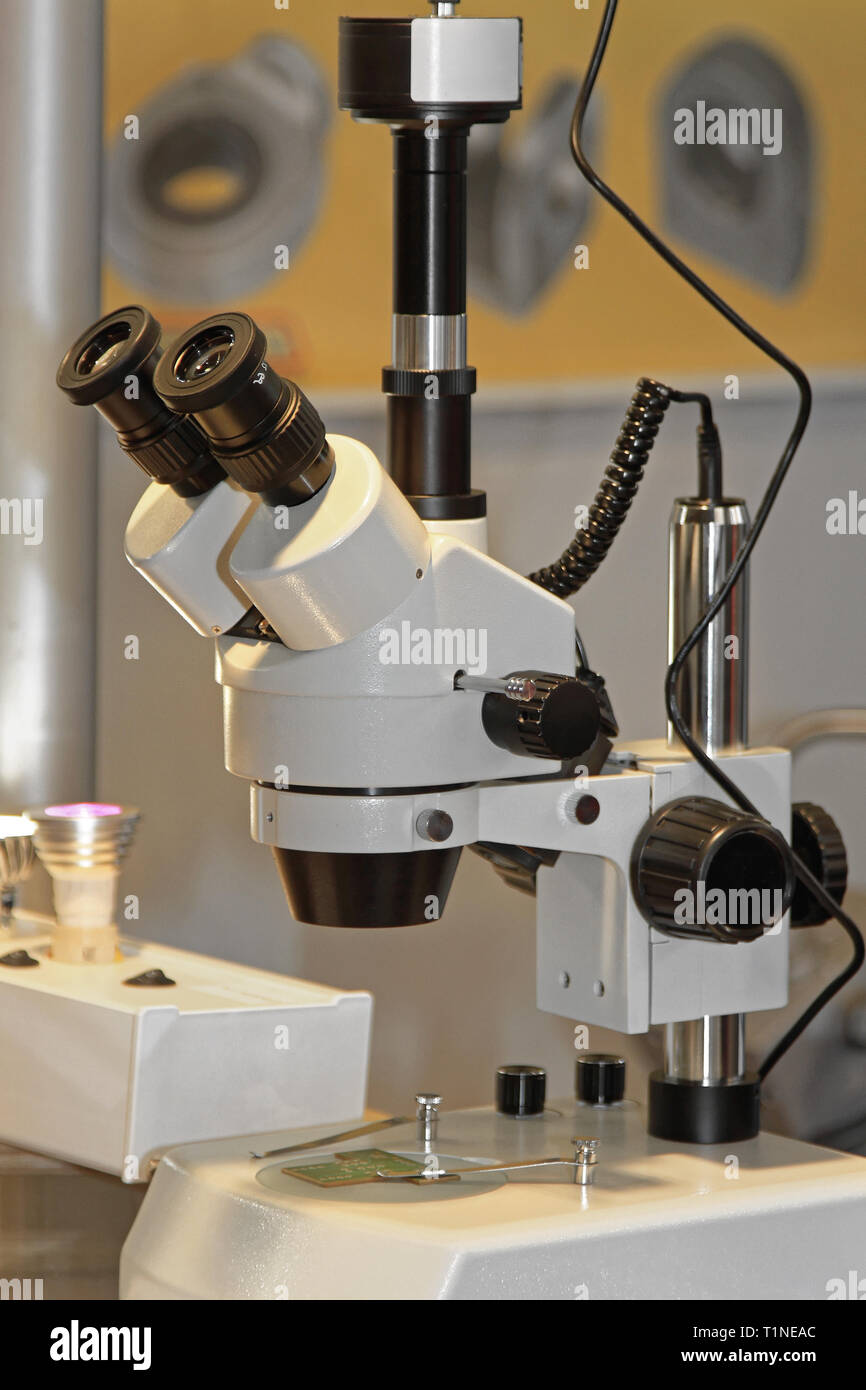 Optical Microscope With Camera Attachement in Laboratory Stock Photo ...