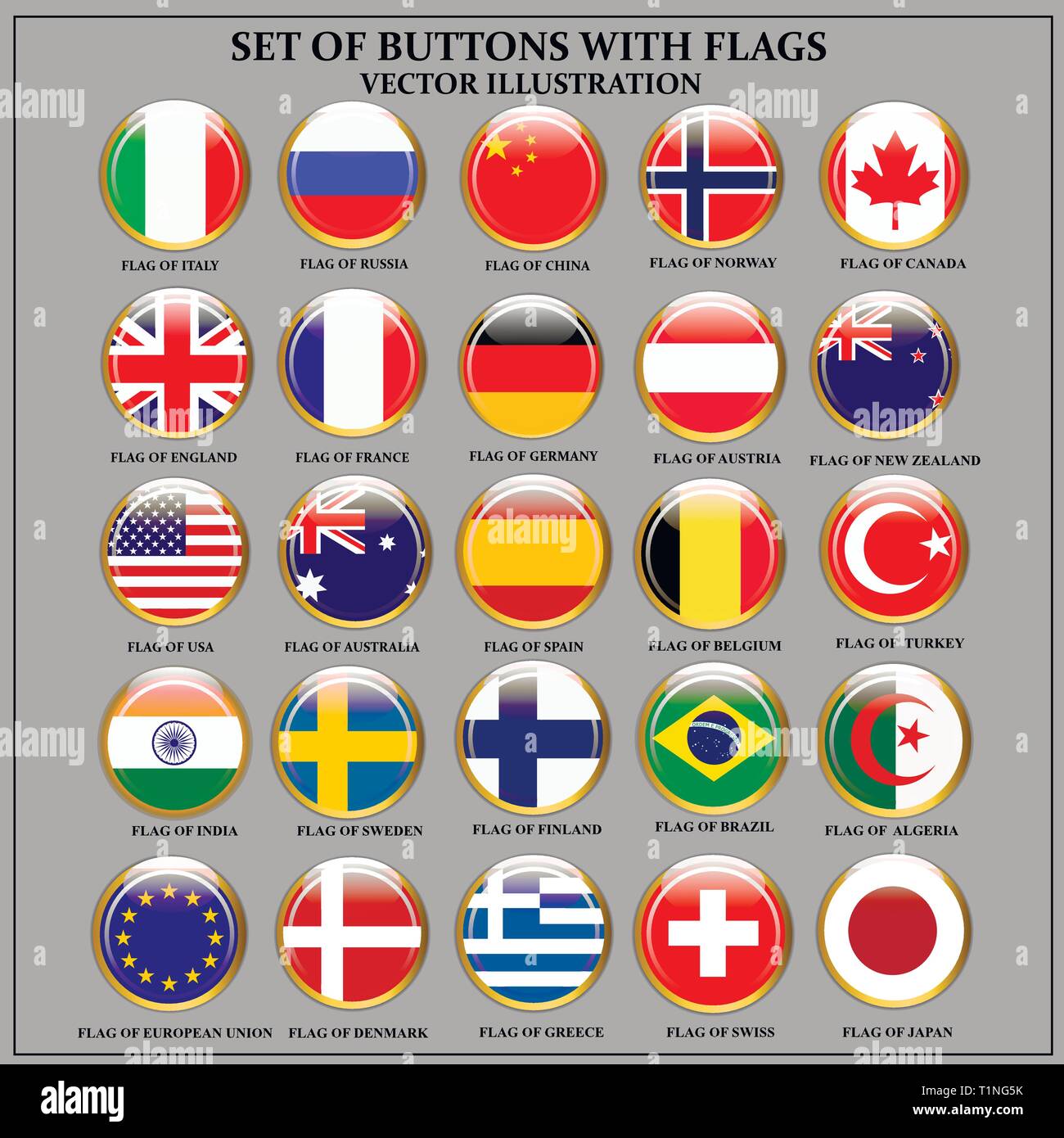 Bright set of banners with flags. Colorful illustration with flags of ...